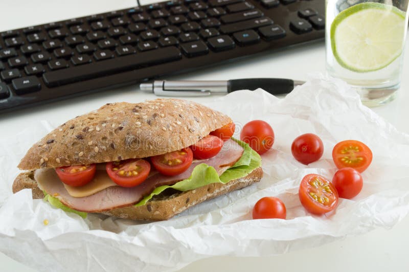 Breakfast at Work. Food in the Office Stock Image - Image of healthy ...