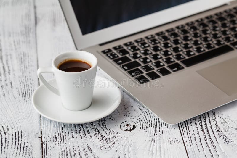 Breakfast while Working on Laptop Stock Image - Image of mobile ...