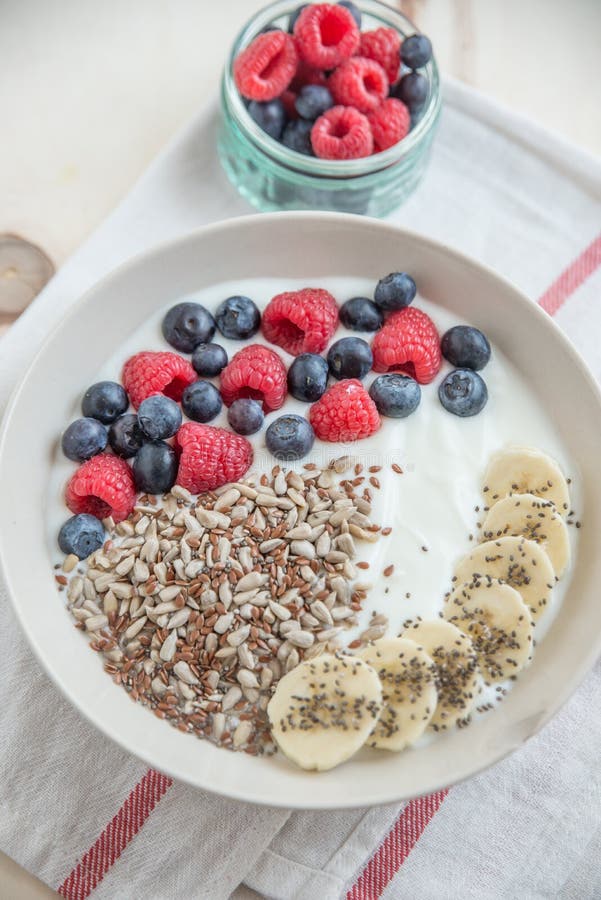 Breakfast with Yogurt, Granola and Berries Stock Image - Image of ...