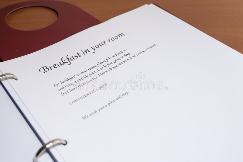 Breakfast in Your Room stock image. Image of concierge - 48820777