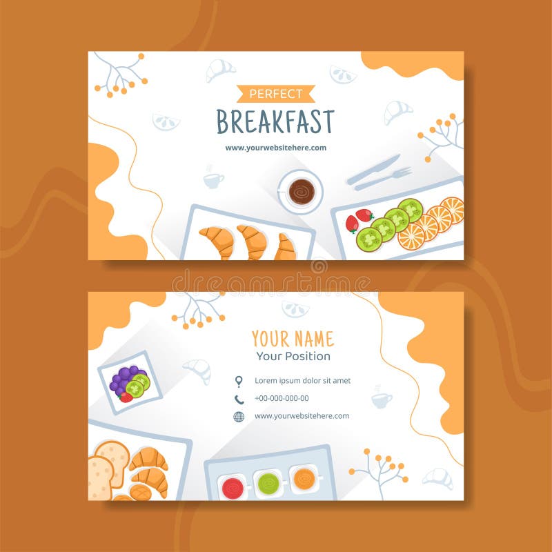 Breakfasts Card Horizontal Template Flat Cartoon Background Vector ...