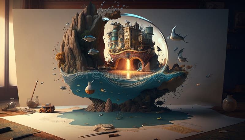 Breaking All Illusions. Surreal Mystical Fantasy Artwork Stock ...