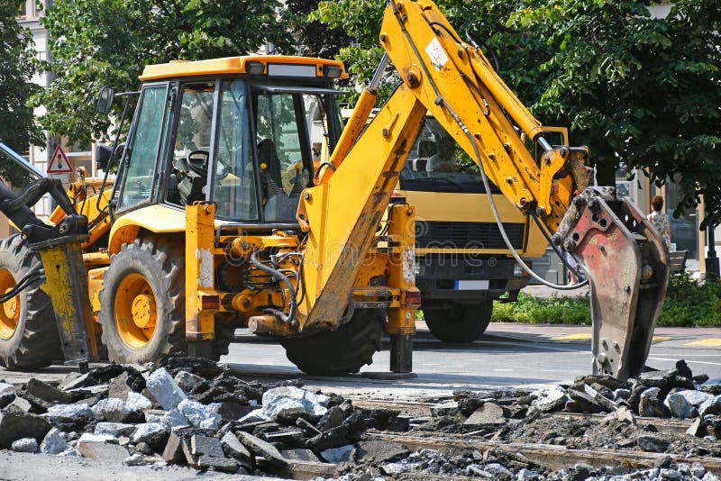 Breaking the Asphalt on the Road Construction Stock Image - Image of ...