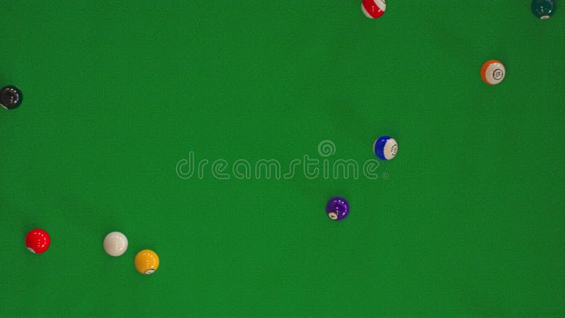 Breaking Billiard Balls Top View with Poking on the Table Stock Footage ...