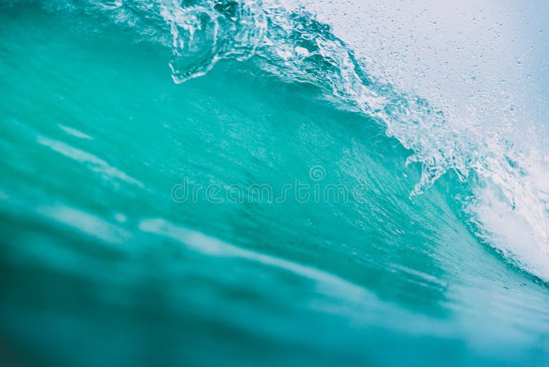 Breaking Blue Wave in Ocean. Crystal Wave and Cloudy Sky Stock Image ...