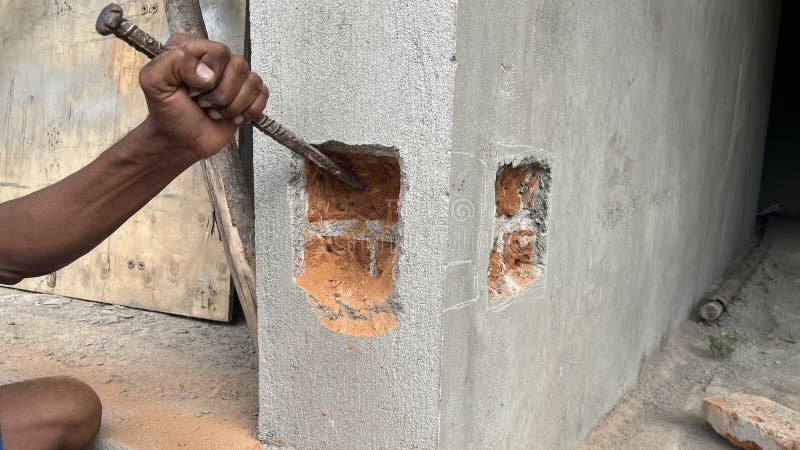 Breaking a Brick Using Sickle Construction Stock Image - Image of ...