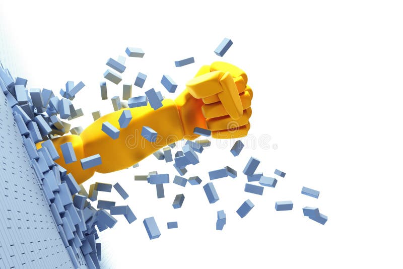 Breaking brick wall stock illustration. Illustration of design - 35545280