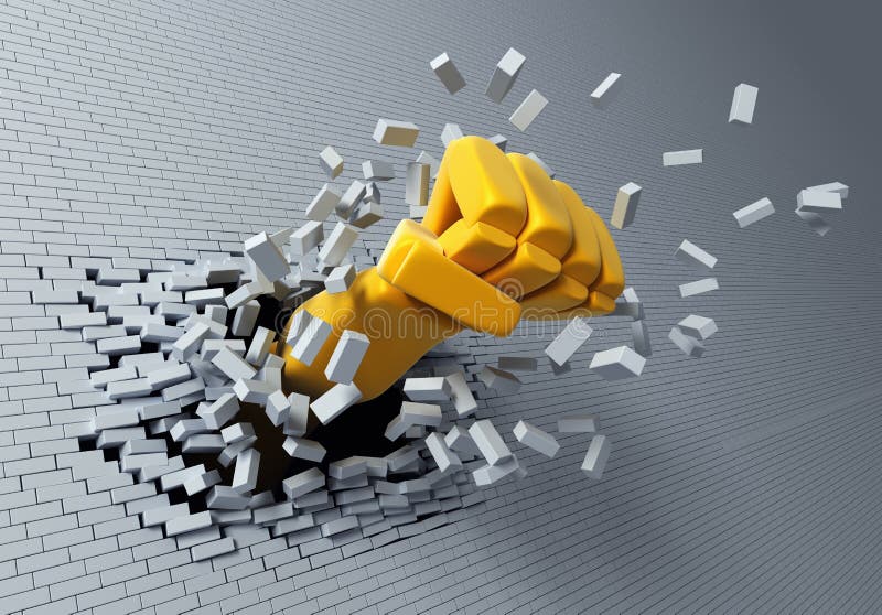 Breaking brick wall stock illustration. Illustration of render - 34619757