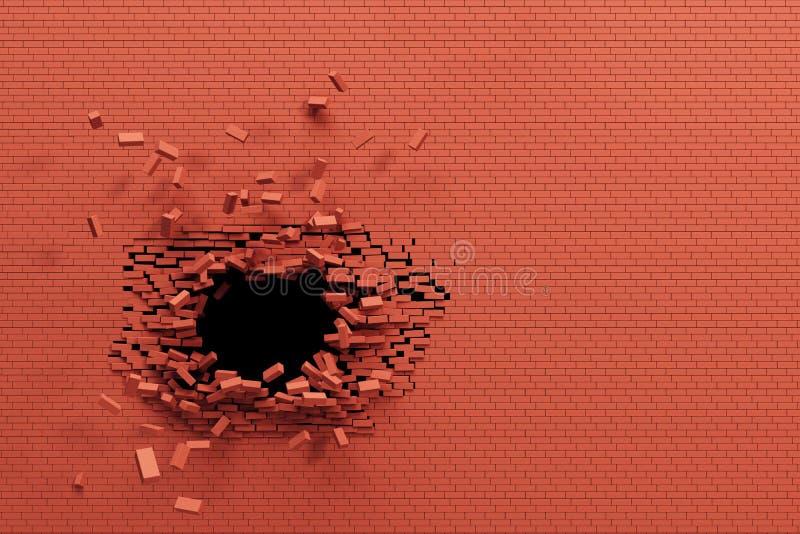 Breaking brick wall stock illustration. Illustration of render - 34619757