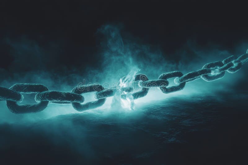 Breaking Chain in Dark Ocean with Misty Background Effect Stock ...