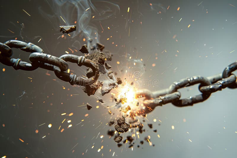 Breaking Chain with Dramatic Explosion, Showcasing Strength and ...