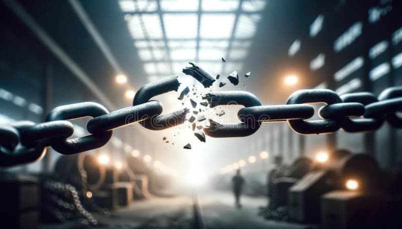 Breaking Chain in Dramatic Industrial Setting, Freedom Concept Stock ...
