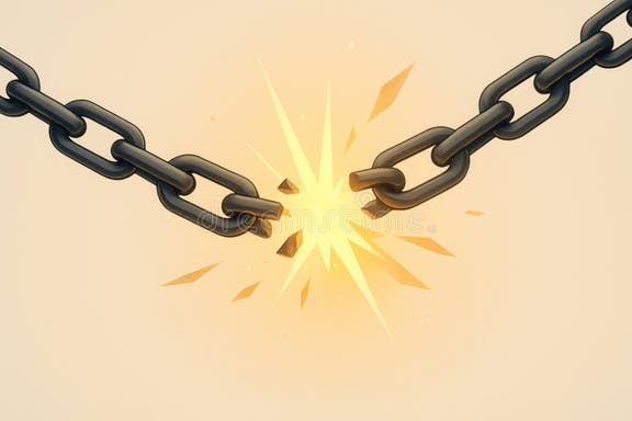 Breaking Chain with a Flash of Light. Stock Photo - Image of rebellion ...