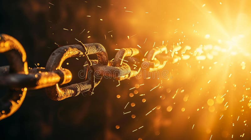 Breaking Chains in High Detail with Visible Rust and Intense Sparks ...