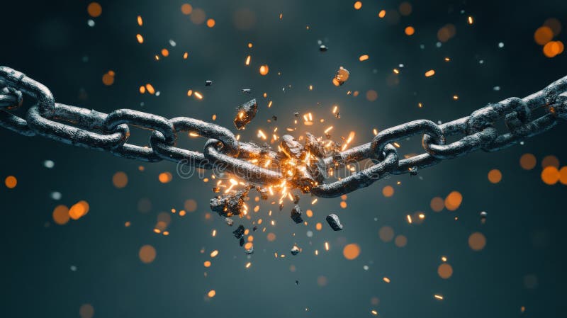 Breaking the Chains a Powerful Spark Ignites within a Strong Metal Link ...