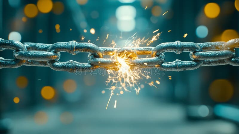 Breaking the Chains a Powerful Spark Ignites within a Strong Metal Link ...