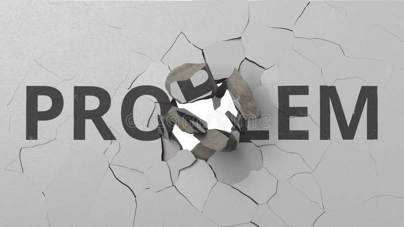 Breaking Concrete Wall with Painted DESTRUCTION Word. Conceptual 3D ...