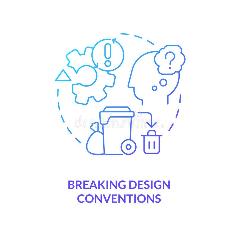 Breaking Design Conventions Blue Gradient Concept Icon Stock Vector ...