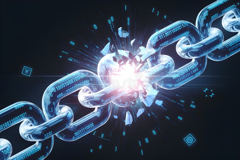 Breaking Digital Chain Surrounded by Binary, Symbolizing Transformation ...