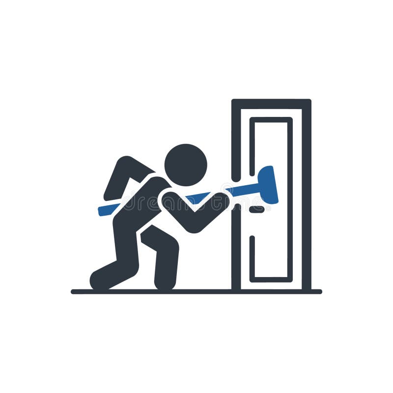 Breaking into Door Icon stock vector. Illustration of entry - 349827953
