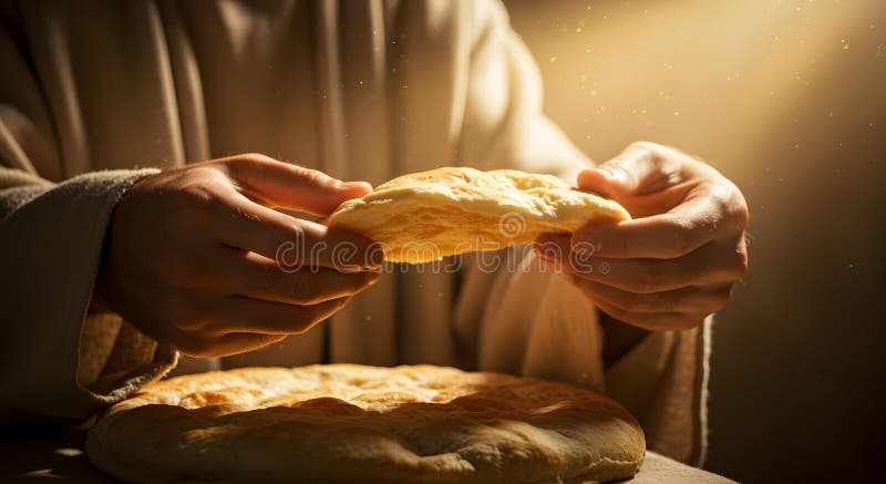 Breaking Flatbread Ceremony Sharing in Holy Communion Concept for ...