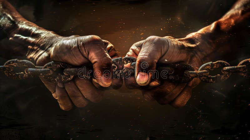 Breaking Free Concept with Pair of Hands Breaking Up a Chain Link ...