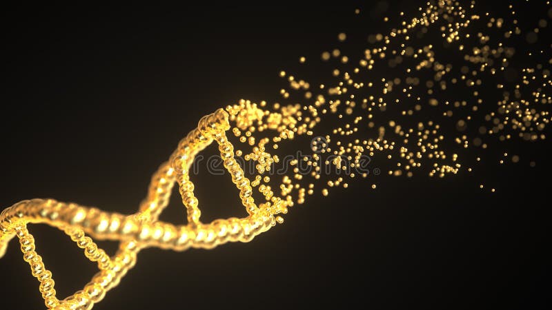 Breaking Golden DNA Molecule. Conceptual 3D Rendering Stock ...