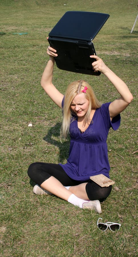 Breaking a laptop stock photo. Image of hands, shouting - 10191982