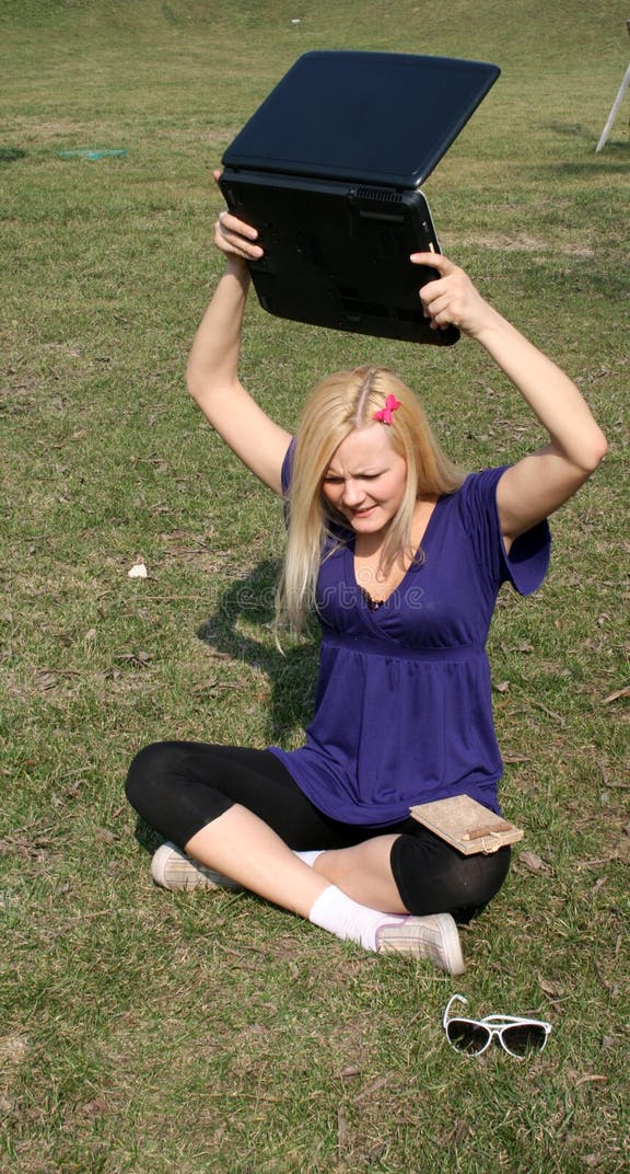 Breaking a laptop stock photo. Image of hands, shouting - 10191982