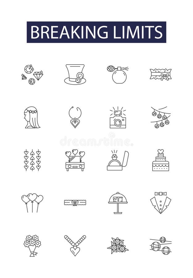 Breaking Limits Line Vector Icons and Signs. Extremes, Overreaching ...