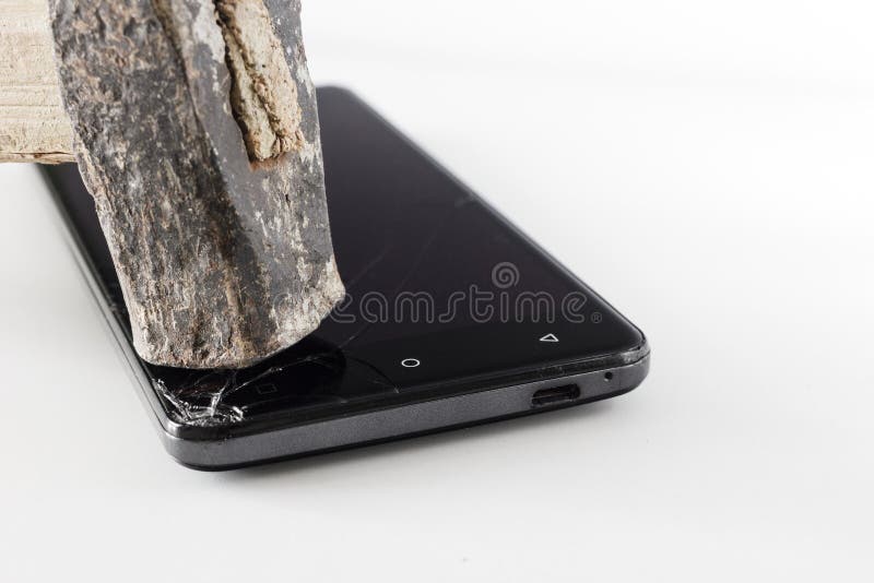 Breaking Mobile Phone with Hammer. Stock Image - Image of damage ...