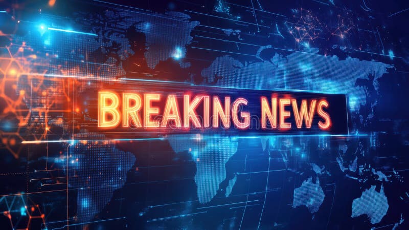 Breaking News Graphic with World Map and Digital Elements Stock Image ...