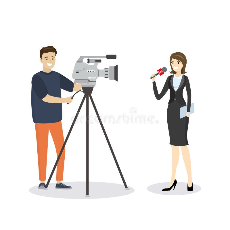 Breaking News Illustration Beautiful Female Reporter With Microphone