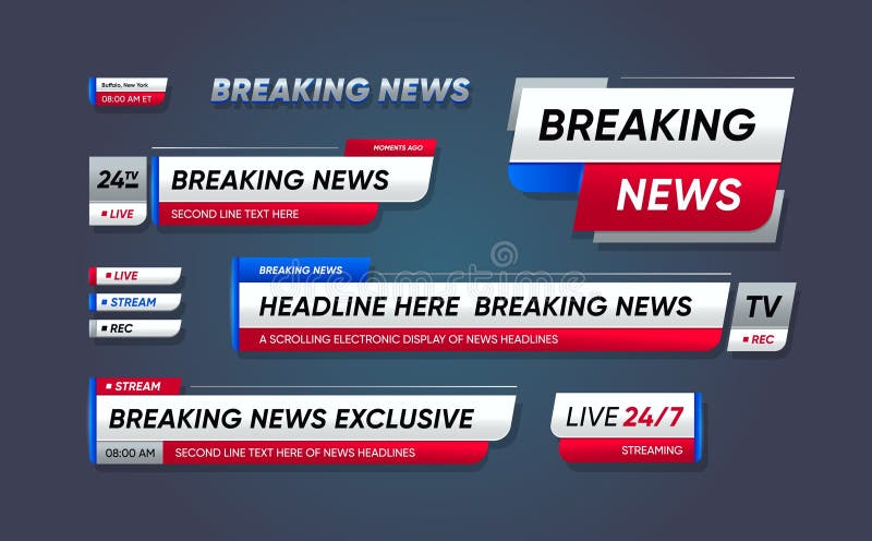 Breaking News, Lower Third Header Banners Set Stock Vector ...