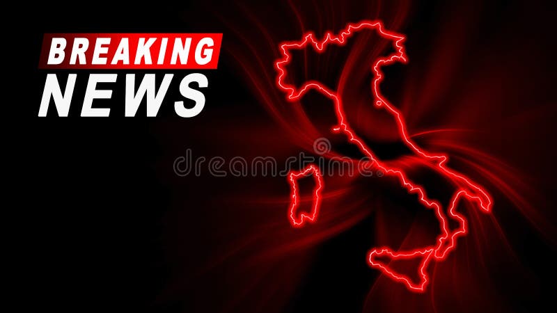 Breaking News Map of Italy, Outline Red Glow Map Stock Illustration ...