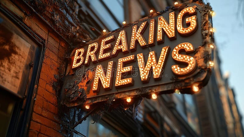 Breaking News Sign on Weathered Building Stock Illustration ...