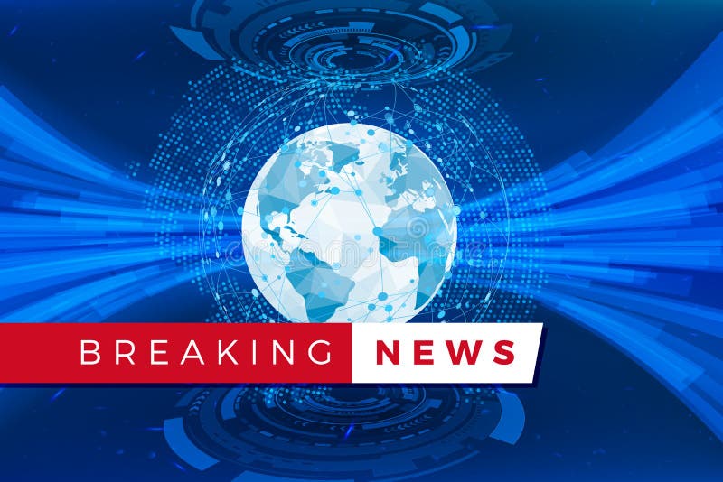 Breaking News Studio Template. Holographic Globe and World Map Stock ...