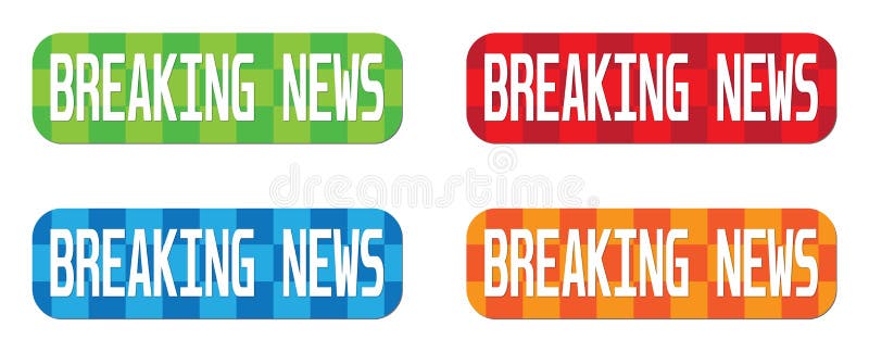 BREAKING NEWS Text, on Rectangle, Zig Zag Pattern Stamp Sign. Stock ...
