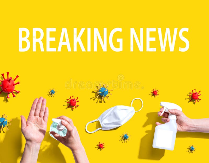Breaking News Theme with Viral and Hygiene Objects Stock Photo - Image ...