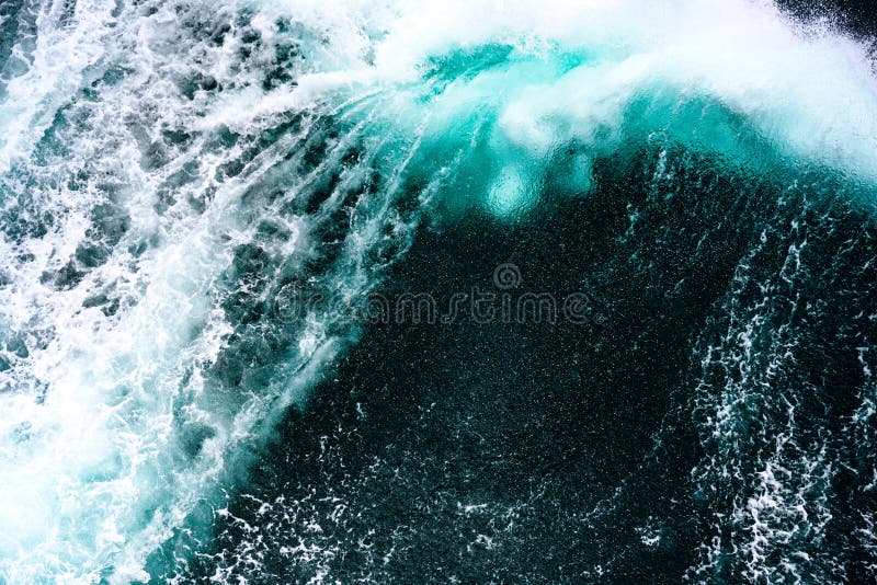 Breaking Turquoise Wave, Splashing Water Drops, Rough Sea, Very Sharp ...