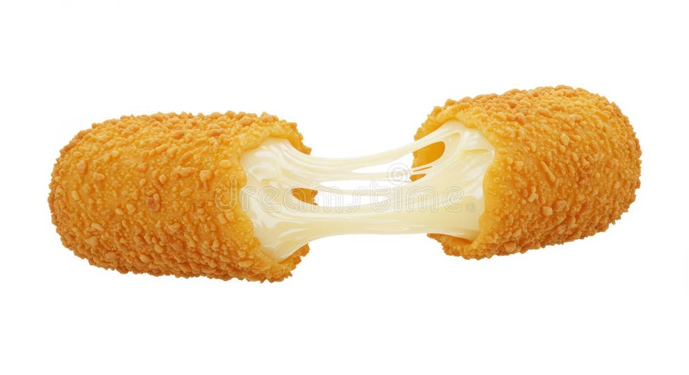 Breaking Open Crispy Mozzarella Stick with Stringy Melted Cheese Inside ...