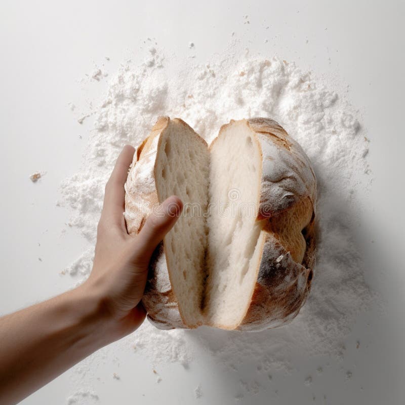 Breaking Open a Stretched Bread - Generative Ai Illustration Stock ...