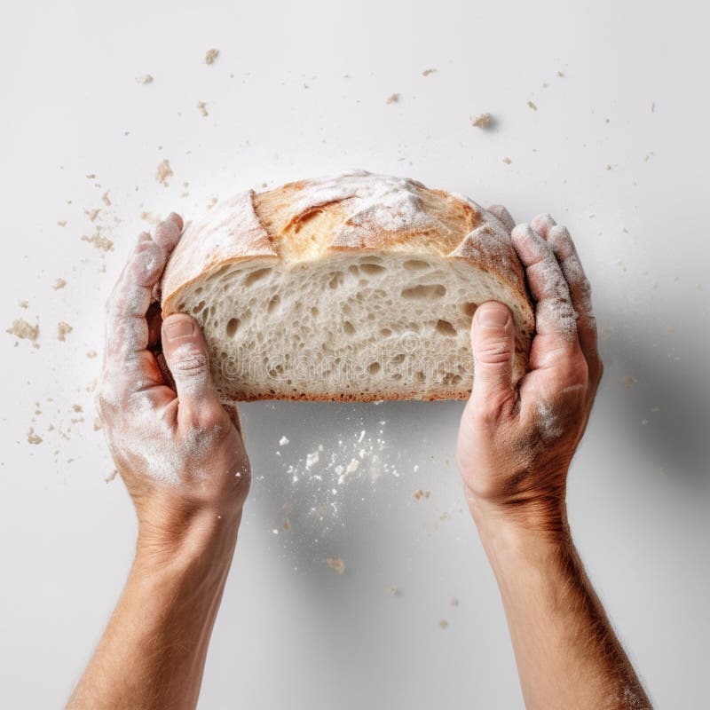 Breaking Open a Stretched Bread - Generative Ai Illustration Stock ...