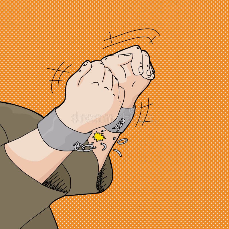 Breaking Out of Handcuffs stock illustration. Illustration of human ...