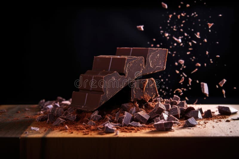 Breaking a Piece of Dark Chocolate from a Bar Stock Illustration ...