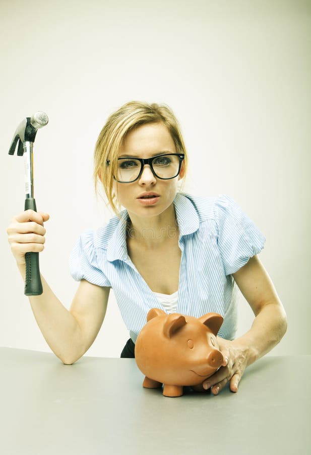 Breaking a piggy bank stock image. Image of affect, break - 14953463