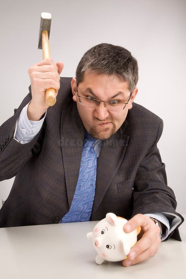 Breaking a piggy bank stock image. Image of 3035, caucasian - 27897999