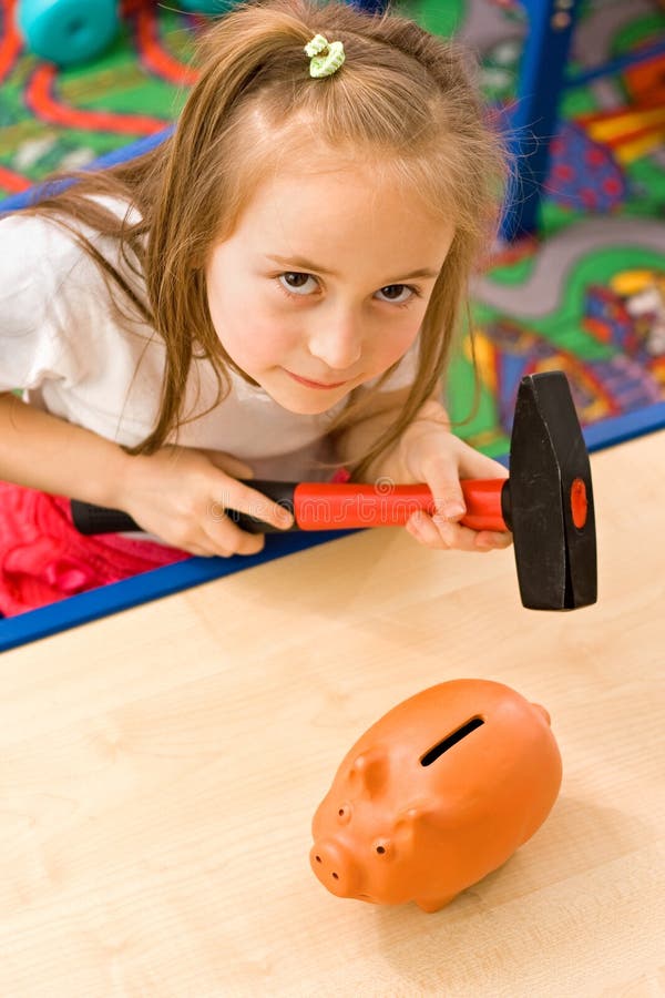 Breaking the piggy-bank stock photo. Image of clay, savings - 3865068