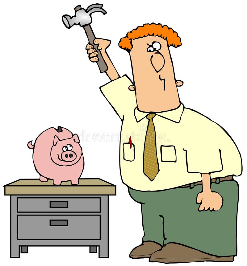 Breaking the Piggy Bank stock illustration. Illustration of break - 5716107