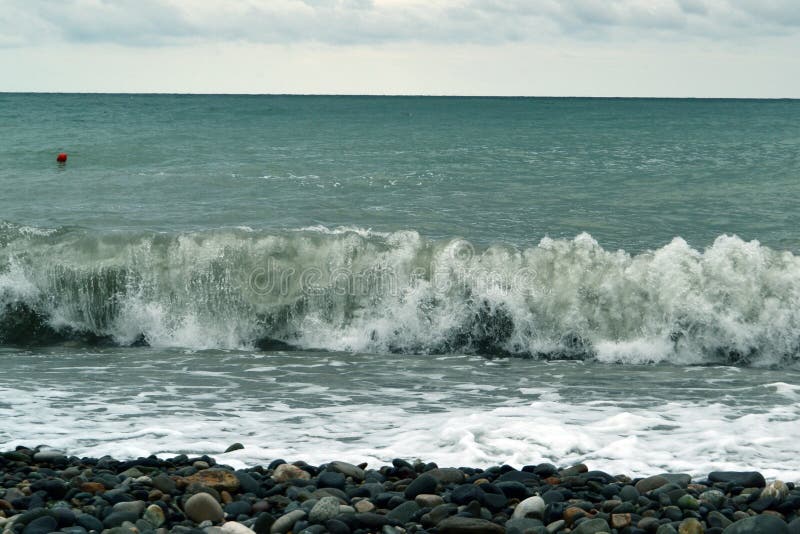 Breaking Powerful Waves at Rising Storm Stock Image - Image of aqua ...